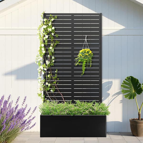 TUYOHW 35 in. x 16 in. x 71 in. Black Metal Raised Garden Planter Box ...
