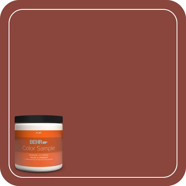 BEHR PREMIUM PLUS 8 oz. #ECC-46-3 Red Hawk Flat Interior/Exterior Paint ...