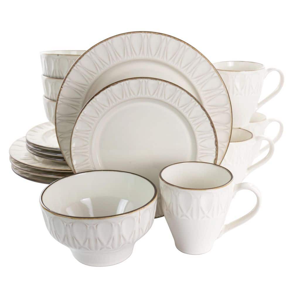 Gibson Elite Golden Halo 16 Service For 4 Piece Stoneware Dinnerware Set 986114296M - The Home Depot