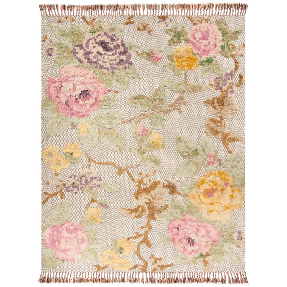 SAFAVIEH Kenya Pink/Gray 9 ft. x 12 ft. Floral Area Rug KNY802P-9 - The ...
