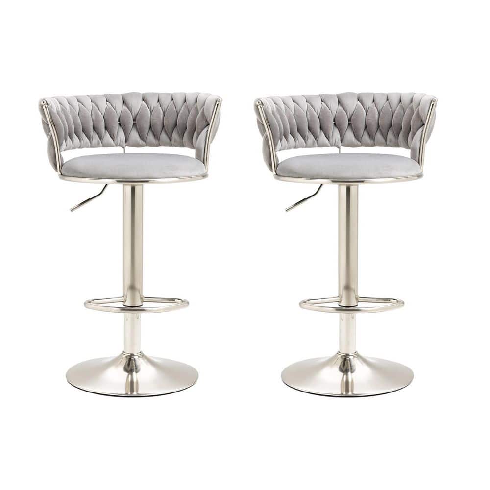 HOMEFUN 38 in. Swivel Adjustable Height Metal Frame Cushioned Bar Stool ...