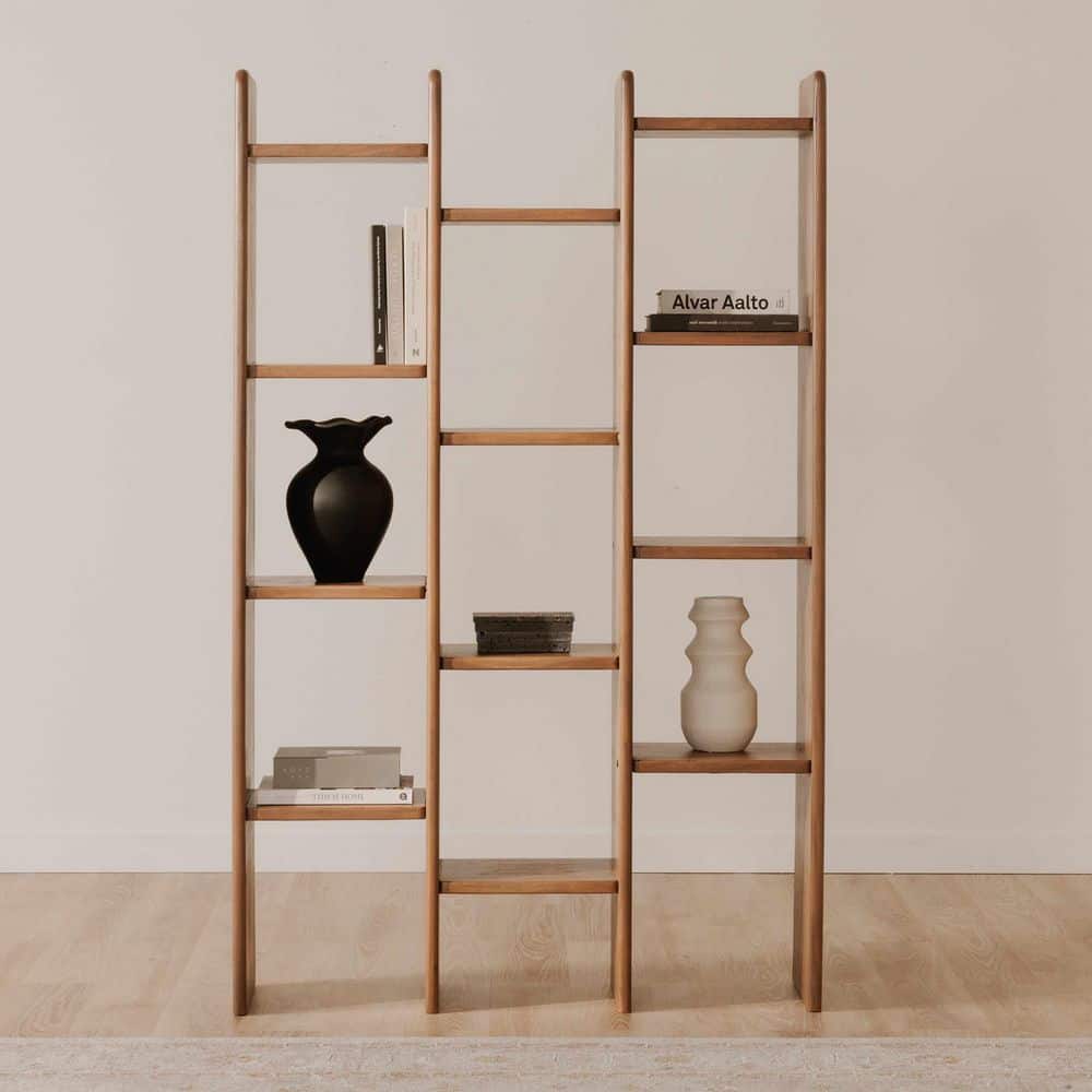 NADAAL STUDIOS Orley 69 in. Tall Brown Solid Acacia Wood 12-Shelf ...