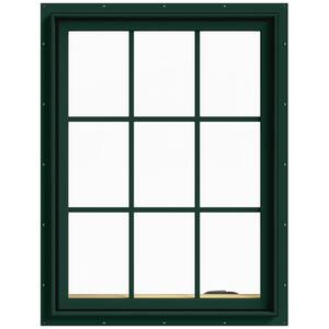JELD-WEN 28 in. x 48 in. W-2500 Series Green Painted Clad Wood Right ...