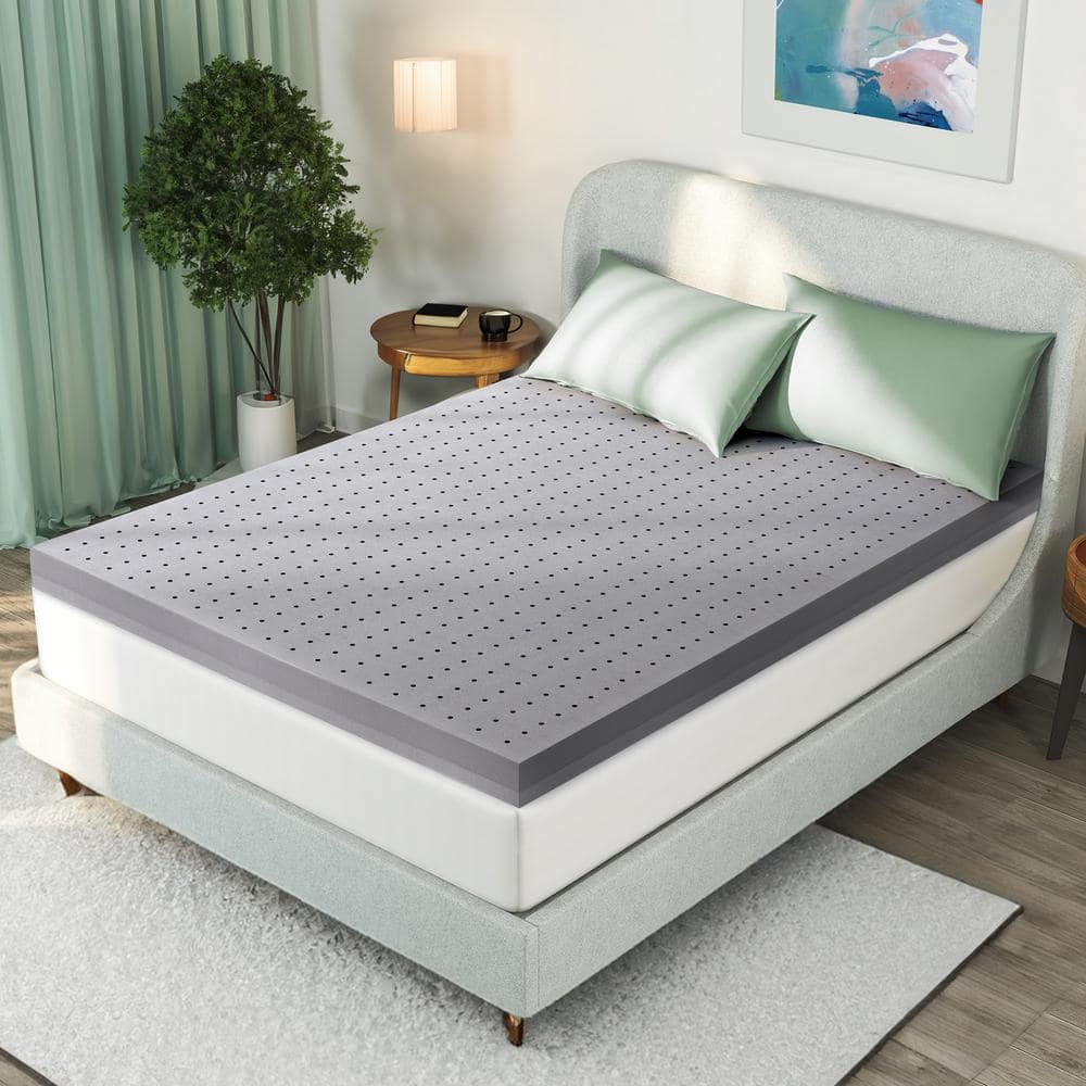 Maxzzz Soft 2 in. Queen Bamboo Charcoal Memory Foam Mattress Topper HD ...