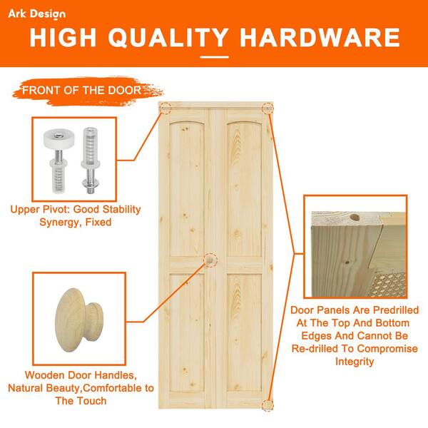 ARK DESIGN 30 in. x 80 in. Arch Panel 2-Lite Solid Core Unfinished Pine ...