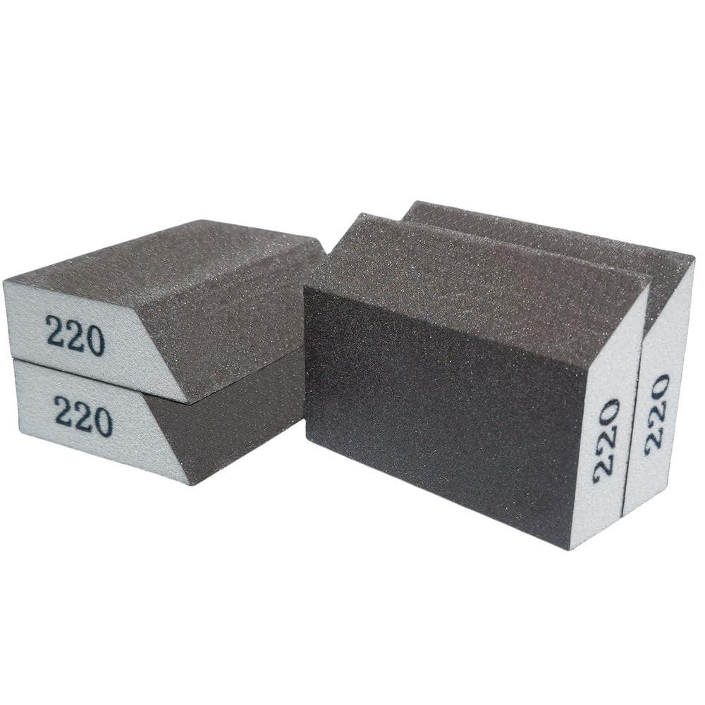 4-Pack 220 Grit Single Angle Sponge Sanding Block, Washable and ...