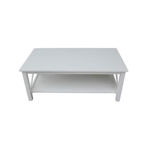 International Concepts Hampton 46 in. Bright White Large Rectangle Wood Coffee Table with Shelf OT08 70C The Home Depot