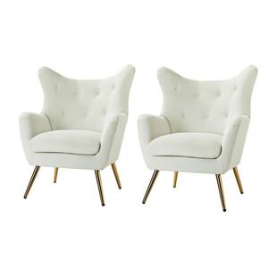 JAYDEN CREATION Jacob Golden Leg Teal Wingback Chair with Tufted Back ...
