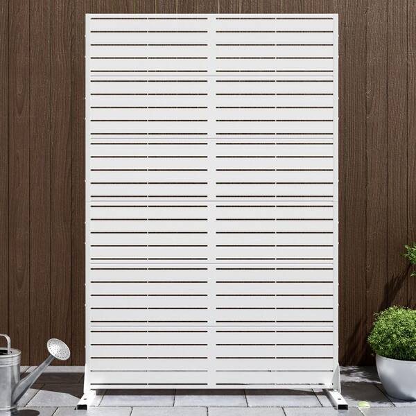 72 in. x 47 in. White Outdoor Metal Galvanized Privacy Screen Fence ...