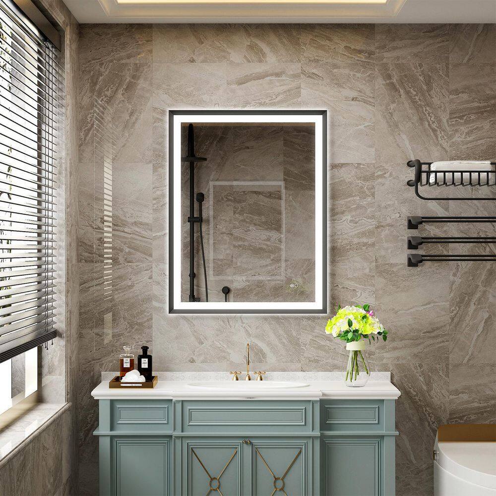 FORCLOVER 28 in. W x 36 in. H Medium Rectangular Framed Anti-Fog Back ...