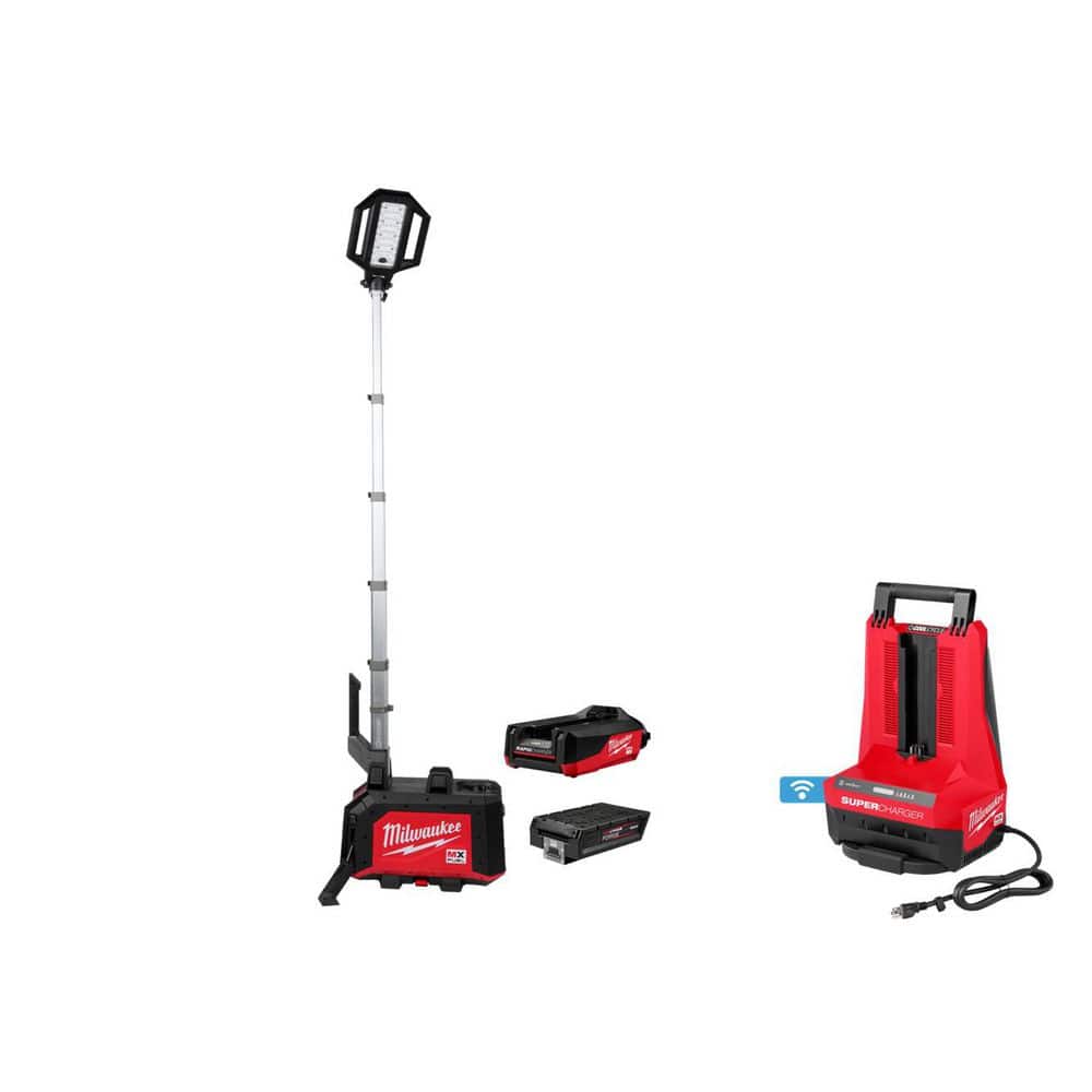 Milwaukee MX FUEL ROCKET Dual Power Compact Tower Light Kit with (1 ...