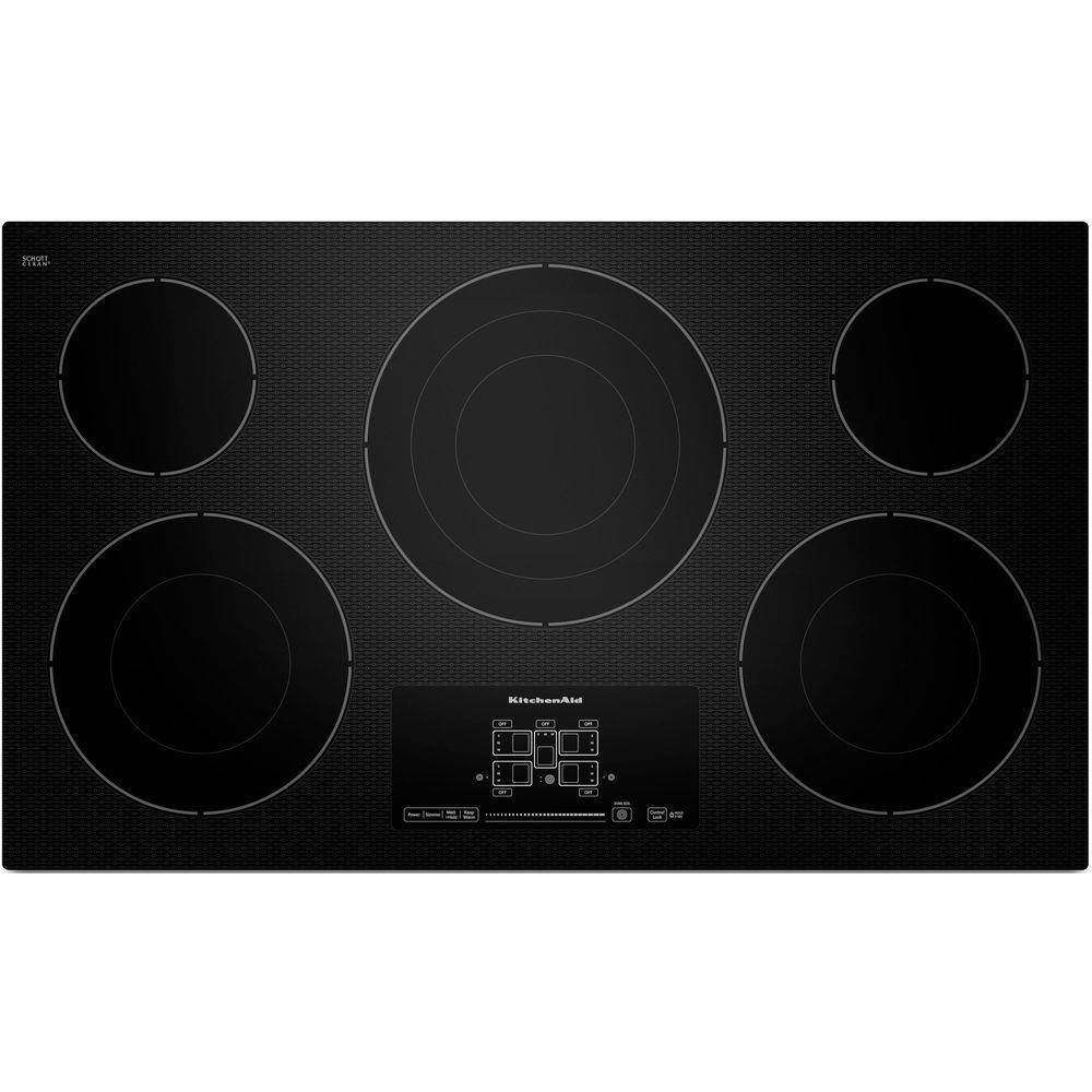 KitchenAid 36 in. Radiant Ceramic Glass Electric Cooktop in Black with ...