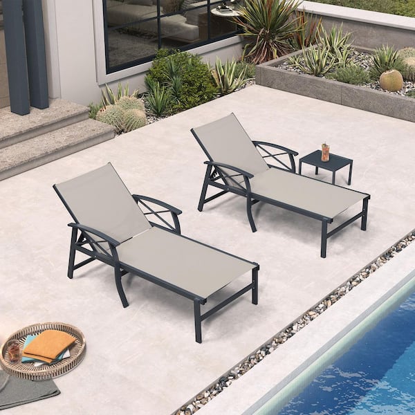 PURPLE LEAF 2 Pieces Oversize Outdoor Pool Lounge Chaise with Armrest ...