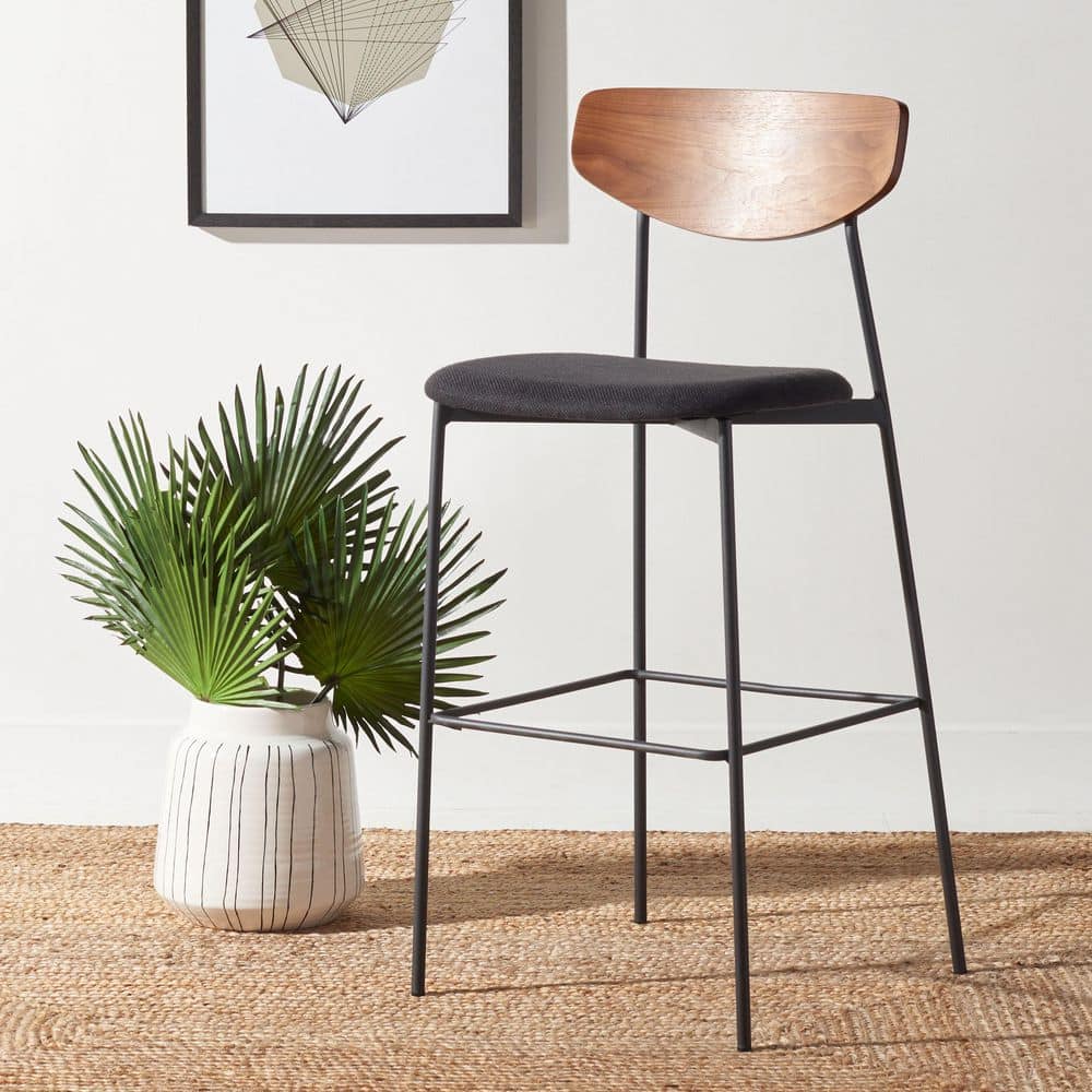 SAFAVIEH Ryker Black Barstool Bar Stool BST3008A - The Home Depot