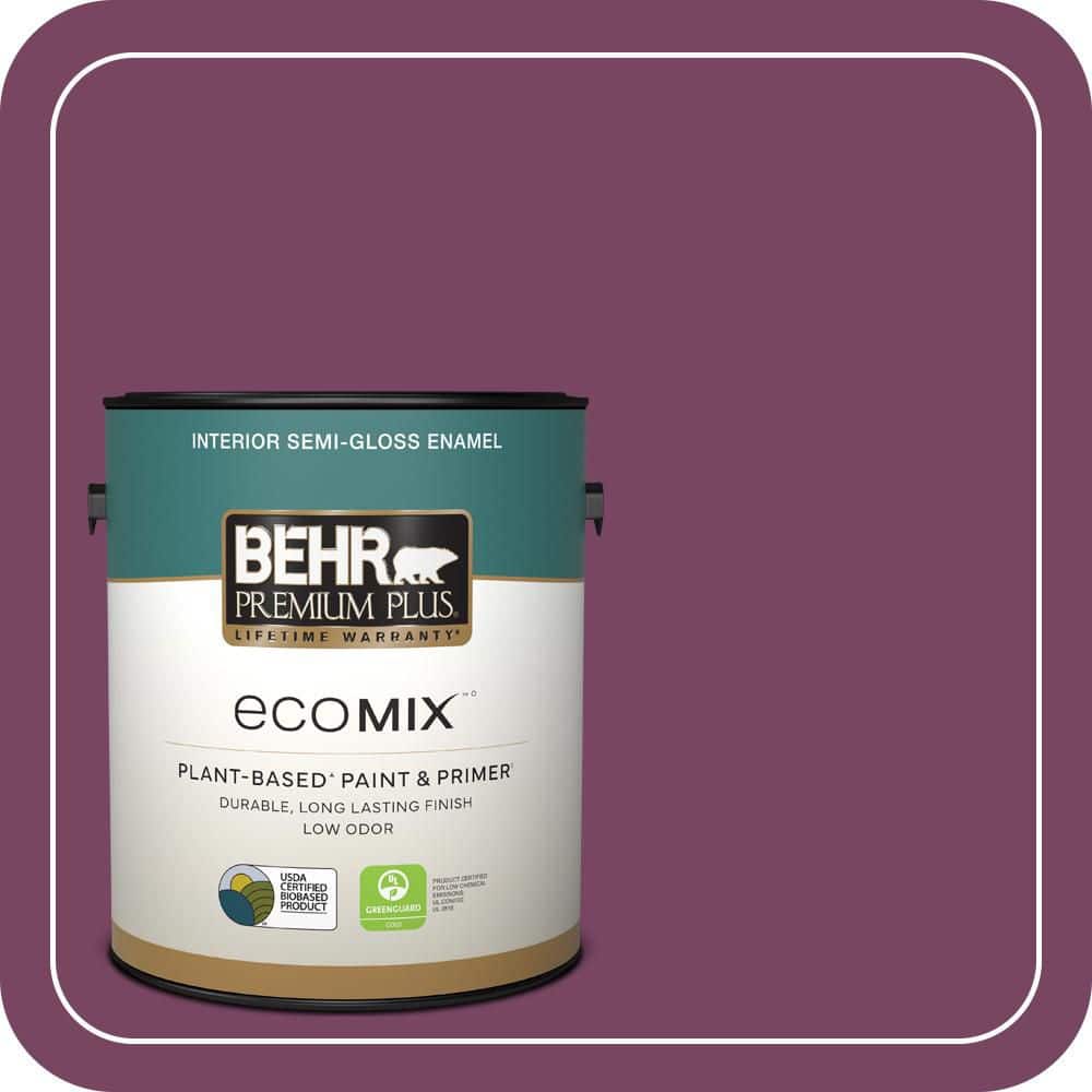 BEHR PREMIUM PLUS 1 gal. #690B-7 Plum Jam Semi-Gloss Enamel EcoMix ...
