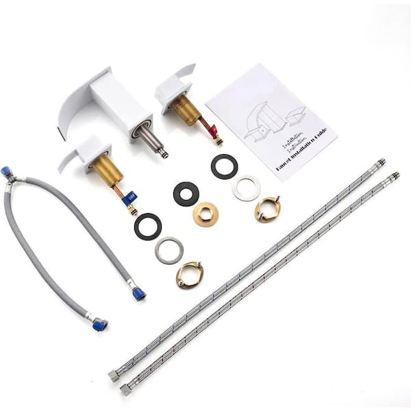 Dyiom White Waterfall Bathroom Faucet - Widespread Bathroom Faucets for ...