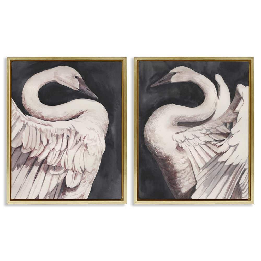 Stupell Industries Swans Taking Flight by Grace Popp 2 Pieces Gold ...