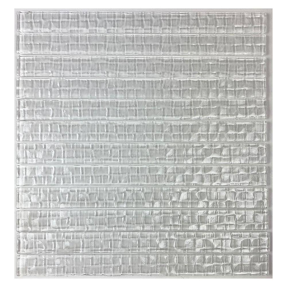 ABOLOS Metro Cubes Snow White 1 in. x 12 in. Glossy Textured Glass ...