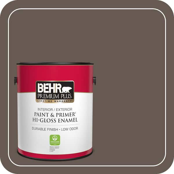 BEHR PREMIUM PLUS 1 gal. #N200-7 Underground Hi-Gloss Enamel Interior ...