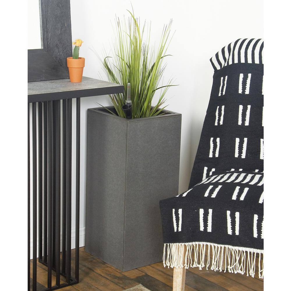 LITTON LANE 27 in. x 12 in. Dark Gray Concrete Square Planter 35633
