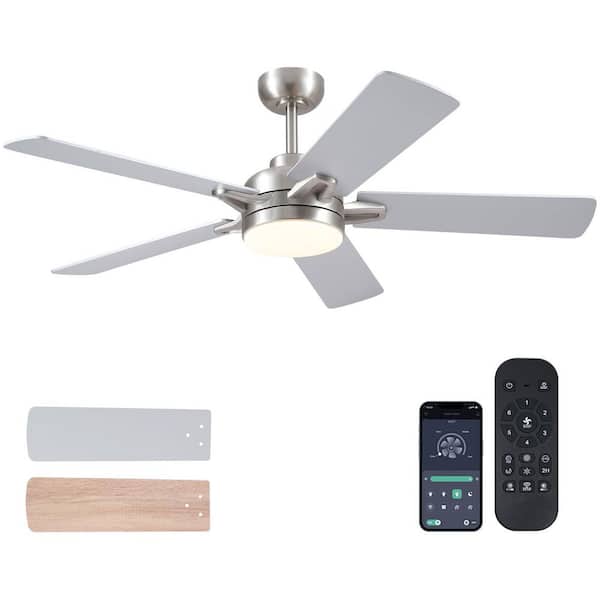 Kviflon 52 in. Indoor/Outdoor Modern Downrod Gray Ceiling Fans with ...