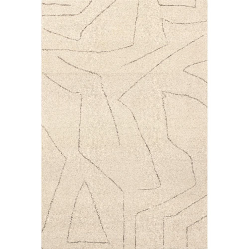 RUGS USA Mulholland Textured Wool Cream 4 ft. x 6 ft. Area Rug SVAC01A ...