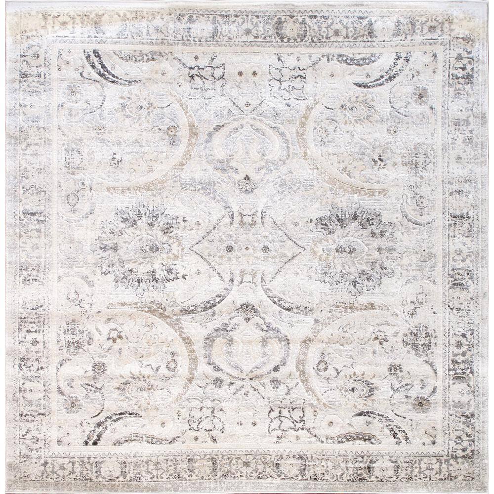 Pasargad Home Fantasia Ivory/Silver6 ft. x 6 ft. Square Abstract Area ...