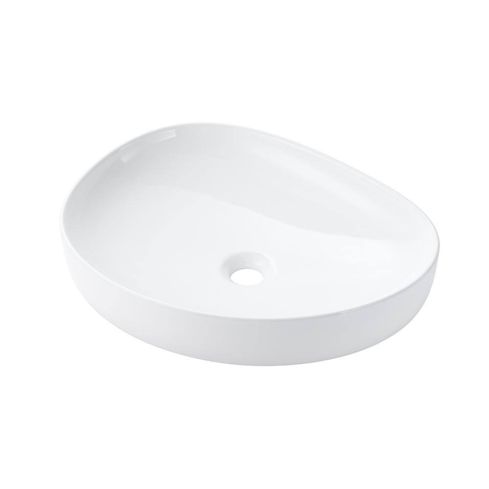 LUXIER Modern 22 in. Bathroom Ceramic Vessel Sink Art Basin in Matte ...