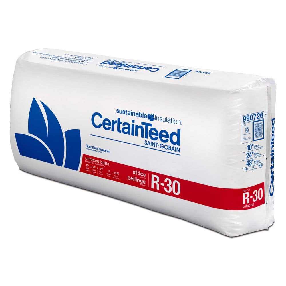 CertainTeed R30 Unfaced Fiberglass Insulation Batt 24 in. x 48 in. (11 ...