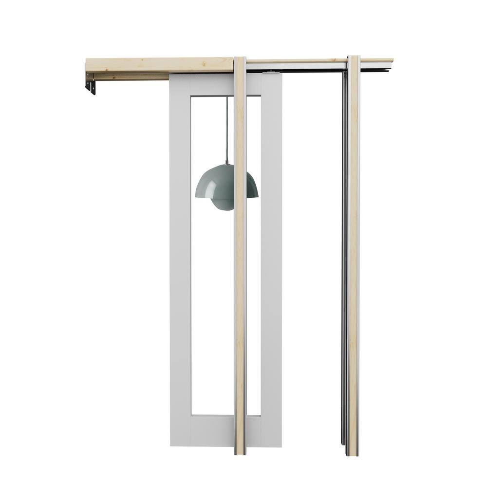 ARK DESIGN 24 in. x 80 in. 1-Lite White Mirrored Glass Primed MDF Wood ...