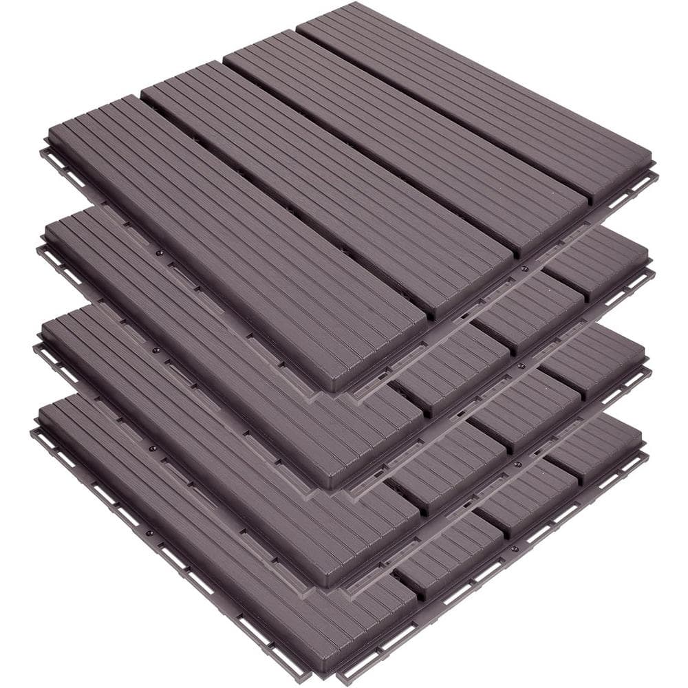 Pro Space 12 in. x 12 in. Plastic Interlocking Deck Tiles Straight ...