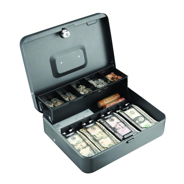 STEELMASTER Steel Tiered Tray Cash Box Safe with Cam Key Lock and 2 ...