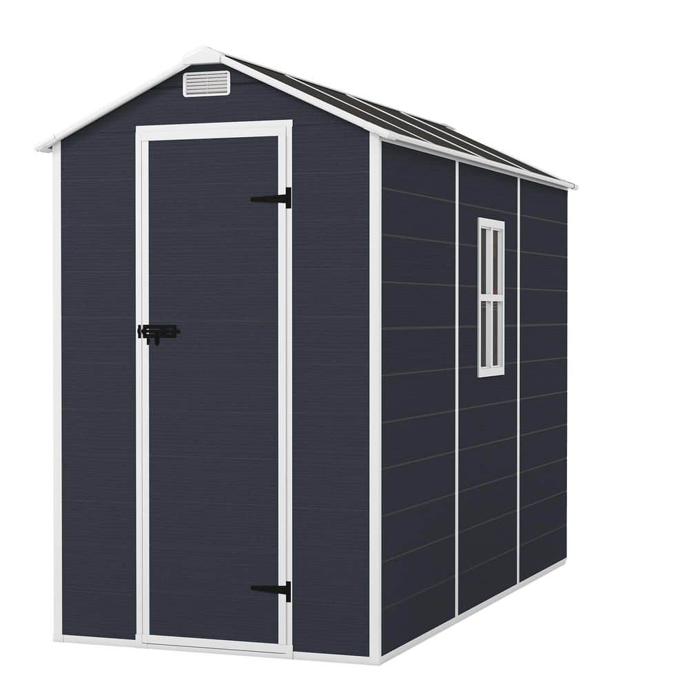 Cesicia 4 ft. W x 8 ft. D Dark Gray Resin Waterproof Storage Shed with ...