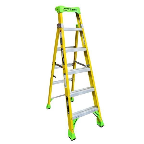 LOUISVILLE LADDER 6 ft. Fiberglass Cross Step Ladder with 375 lbs. Load ...