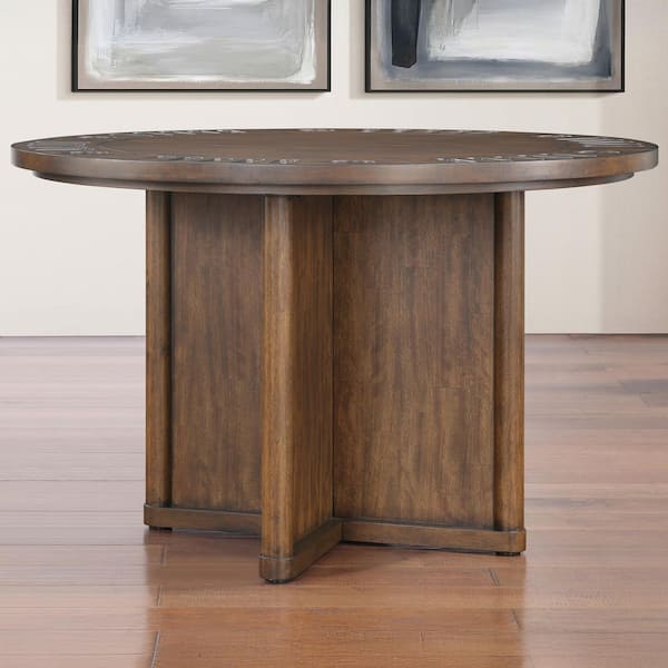 Steve Silver Cambridge Chestnut Brown Wood 50 in. Pedestal Dining Table ...