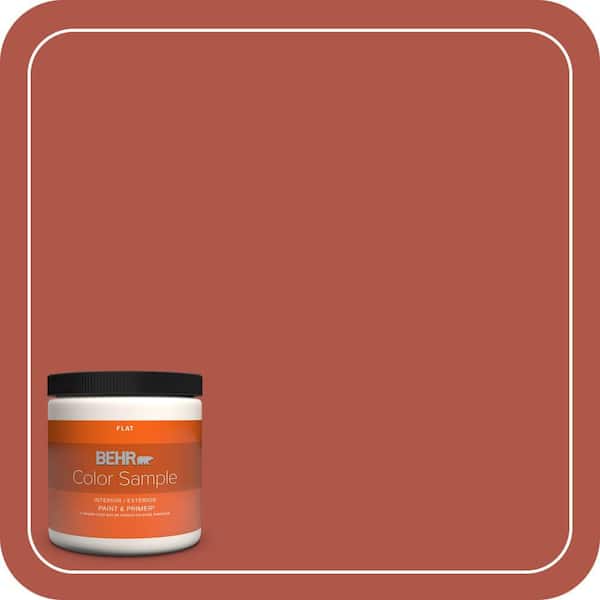 BEHR PREMIUM PLUS 8 oz. #PPU2-14 Tibetan Orange Flat Interior/Exterior ...