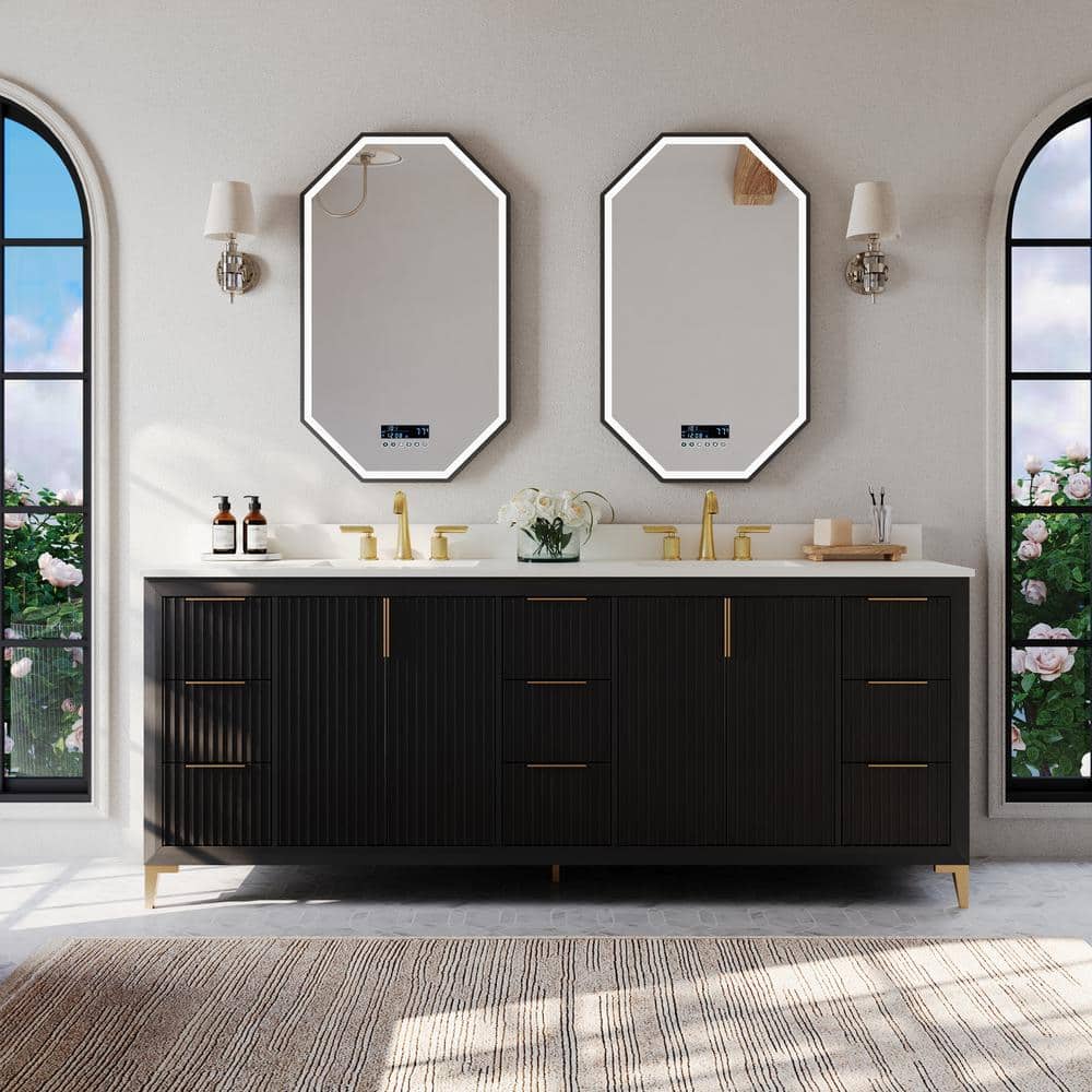 Ancerre Designs Turlington 84 in. W Double Sink Freestanding Bath ...