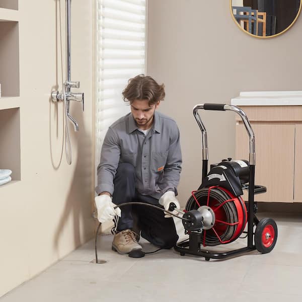 VEVOR Electric Drain Auger 100 ft. x 3/8 in. Sewer Snake Drill Cleaner ...