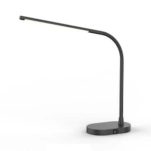 Hampton Bay 21 in. LED Black Task Lamp with 5-Volt 2 Amp USB w/night ...