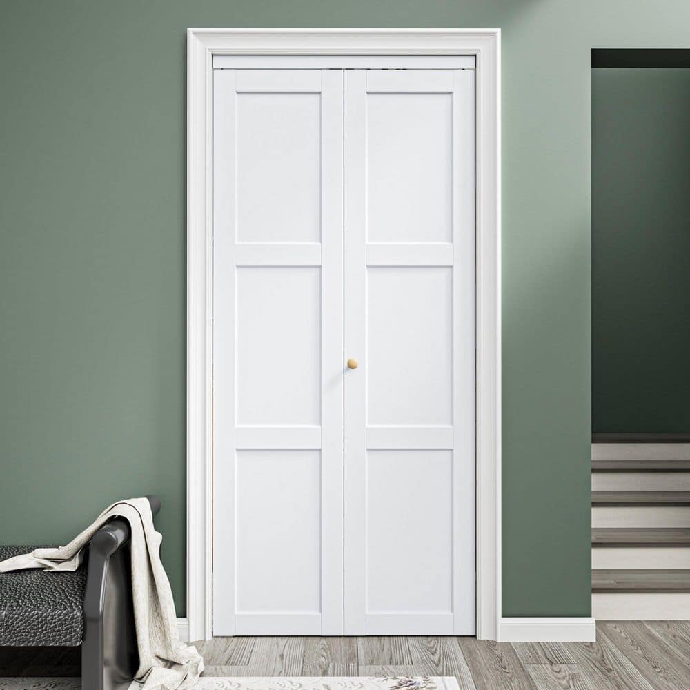 ARK DESIGN 36 in. x 78 in. 3-Lite Solid Core Panel White Primed ...