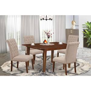 East West Furniture 5-Piece Mahogany Finish Solid Wood Top ...