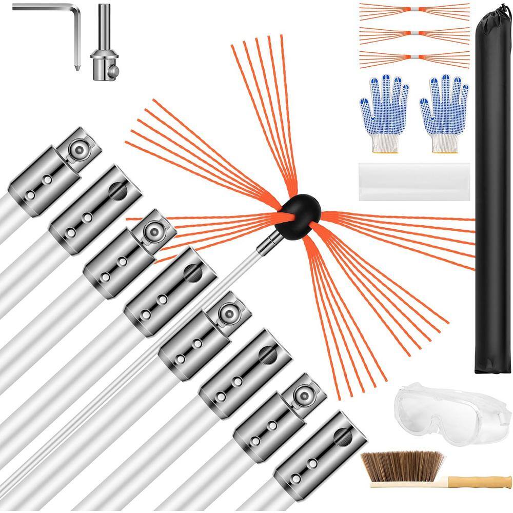 VIVOHOME 26 Feet Fireplace Cleaner Flexible Chimney Sweep Kit with 8 ...