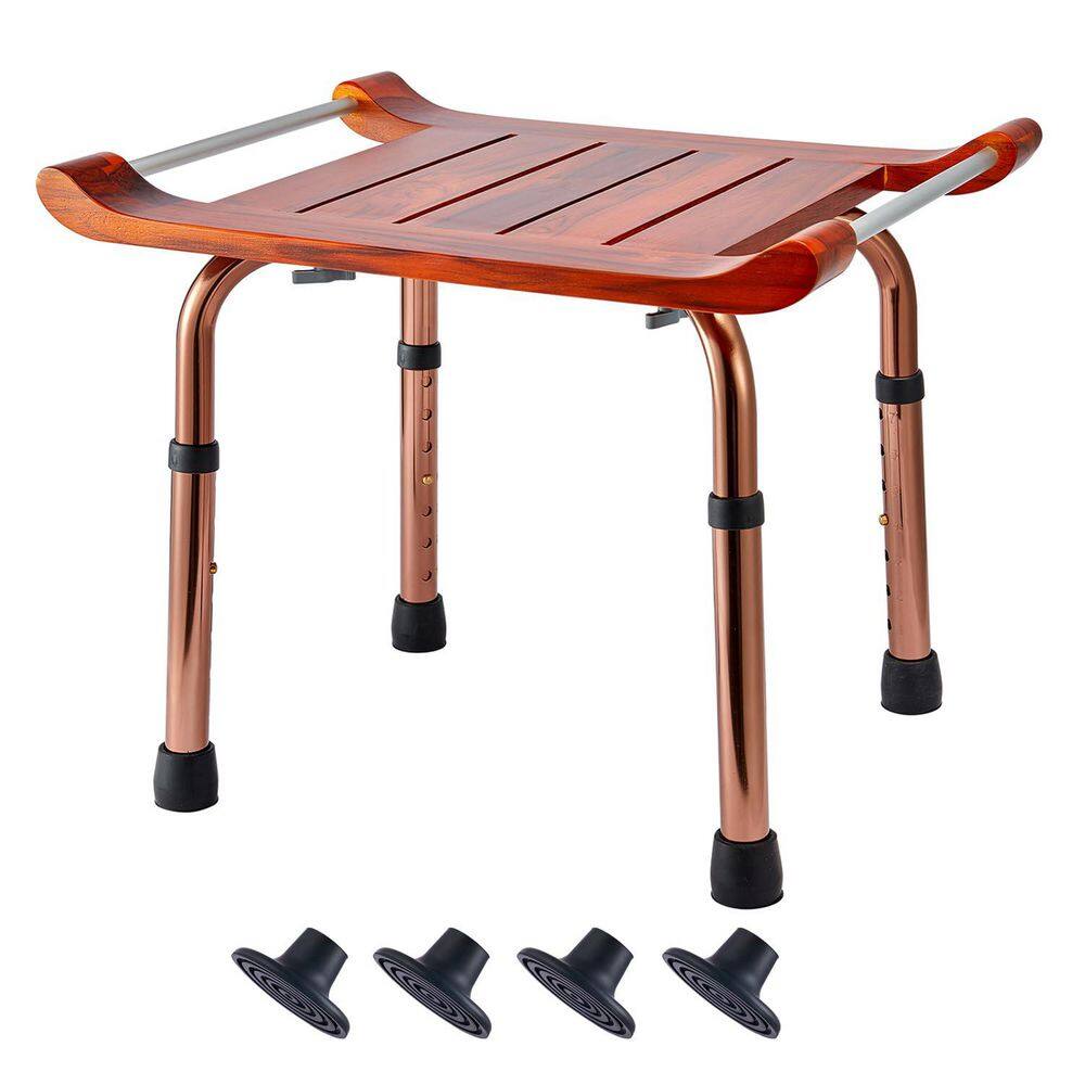 Lynzavix 14 in. W Freestanding Adjustable Height Teak Shower Bench ...