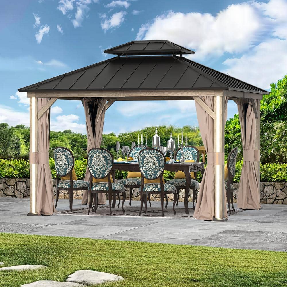 COVERED OUTDOOR OUTDOOR LIVING SPACES Four Seasons 10 ft. x 12 ft. Wood ...