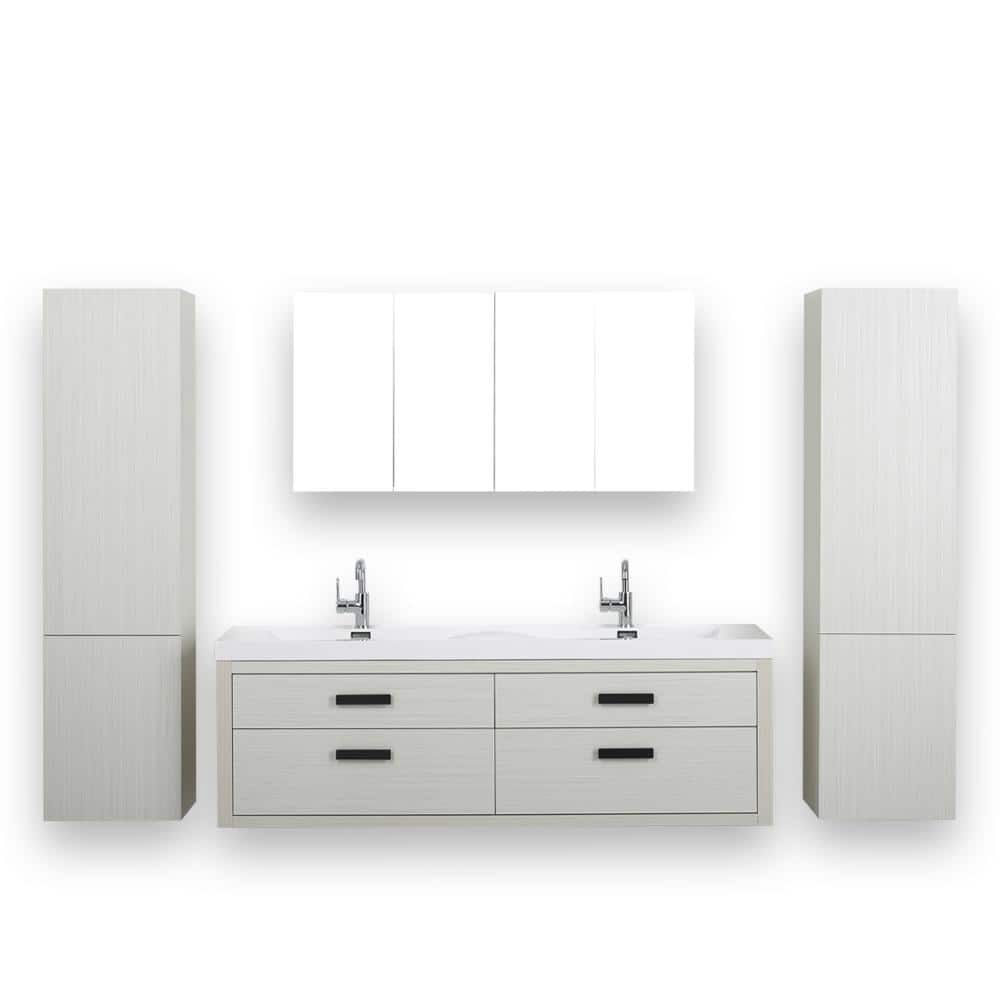 Streamline 63 in. W x 19.4 in. H Bath Vanity in Gray with Resin Vanity ...