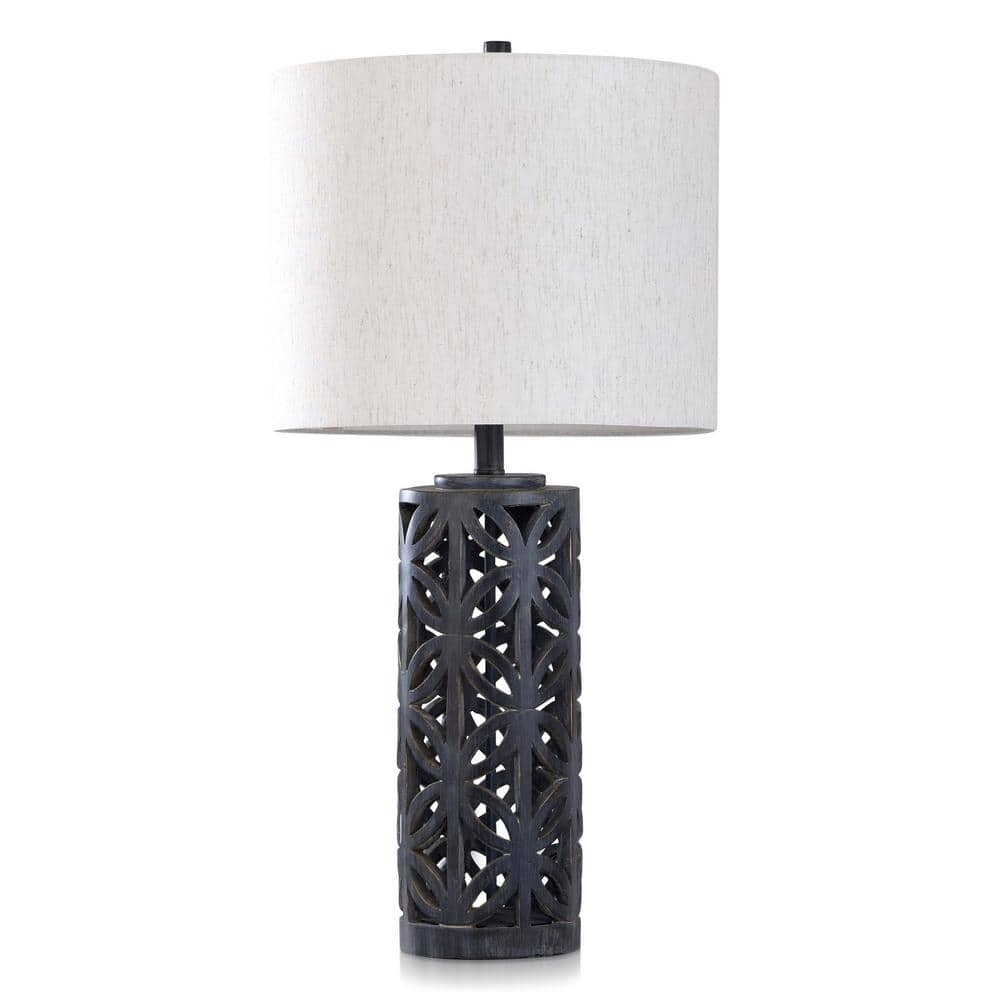 StyleCraft 31 in. Black Ceramic Lamp Body Base Indoor Table Lamp with ...