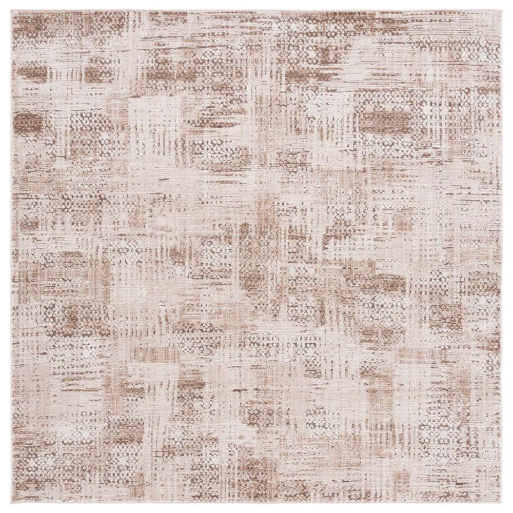 SAFAVIEH Whisper 7 ft. x 7 ft. Beige/Light Beige Distressed Abstract ...