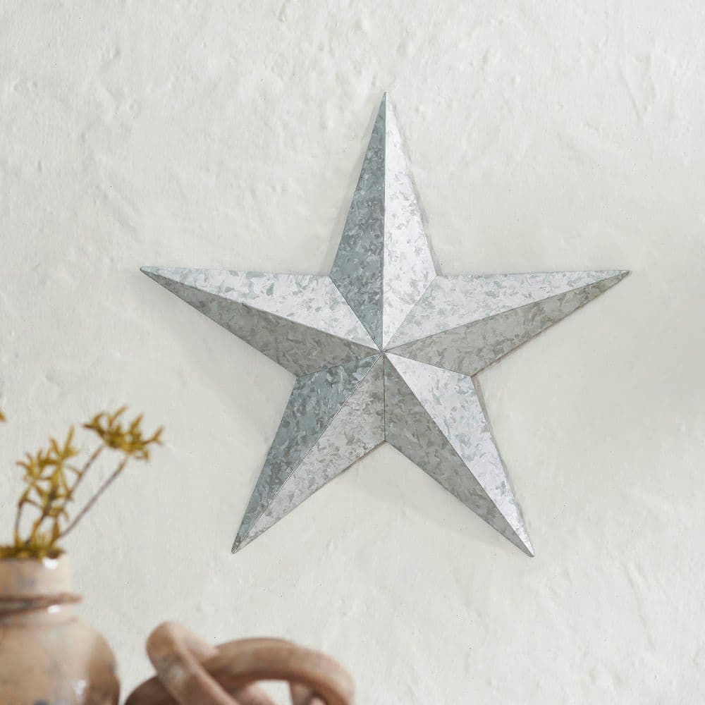 VHC BRANDS 1-Piece 18 in. x 18 in. Grey Metal Star Wall Decor 88798 ...