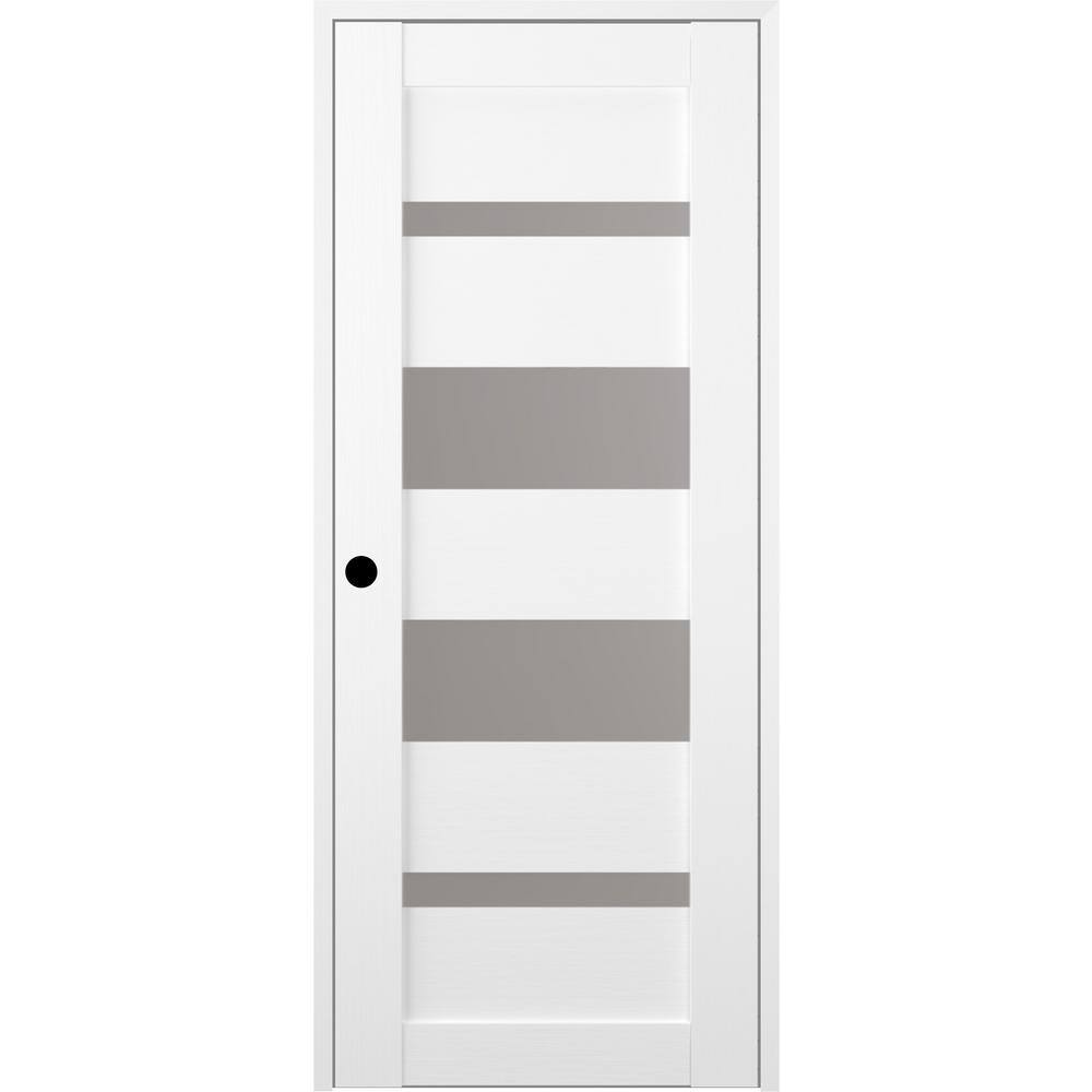 Belldinni 32" x 96" Mirella Right-Hand Solid Core 5-Lite Frosted Glass ...