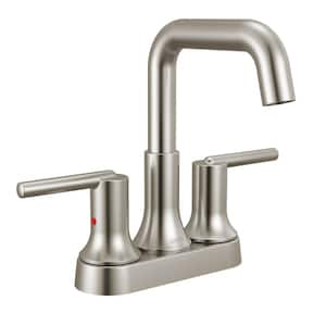 Delta Nicoli 4 in. Centerset Double Handle Pull-Down Spout Bathroom Faucet in Stainless 25849LF ...
